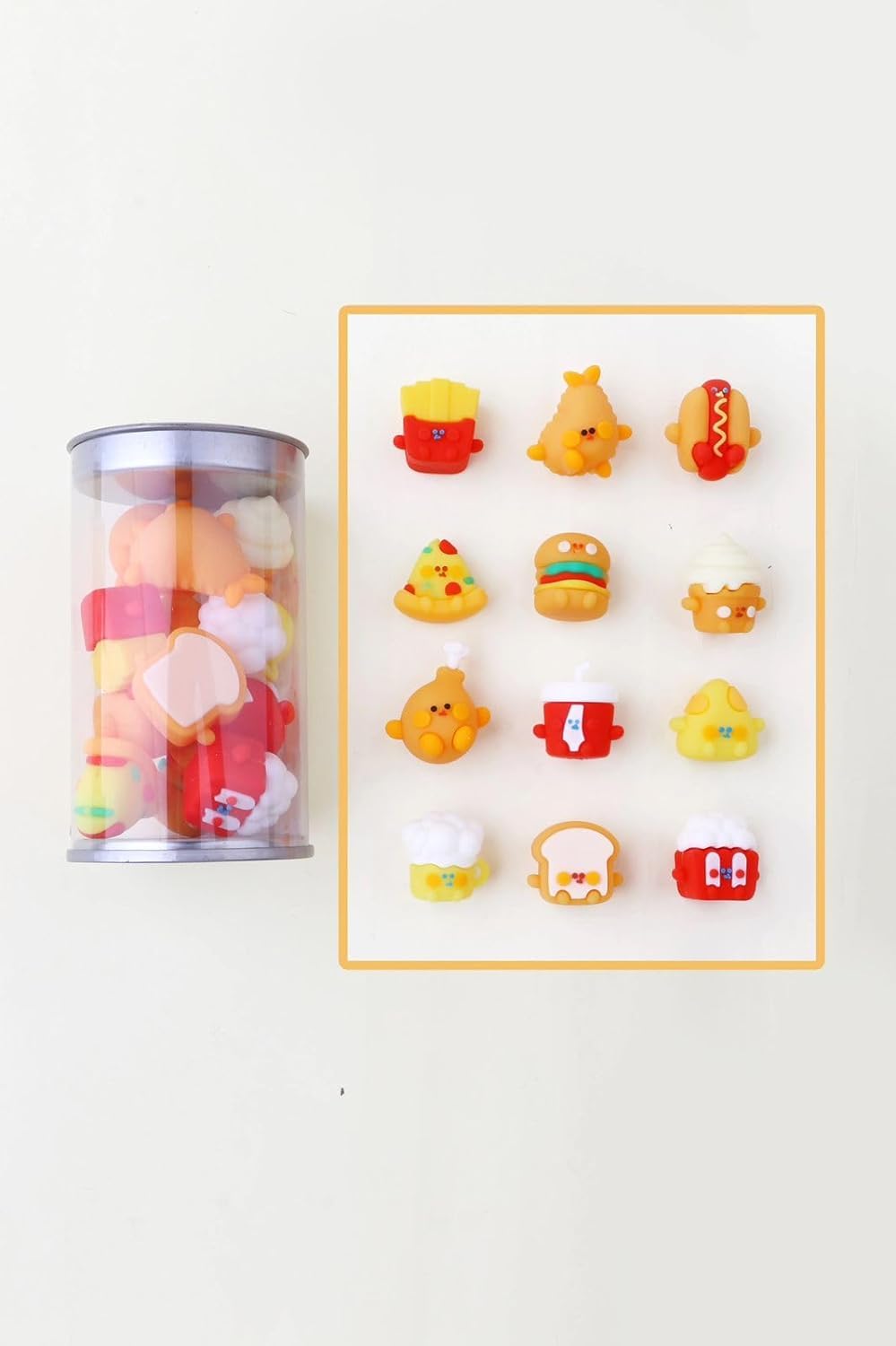Cute Fast Food erasers in a box