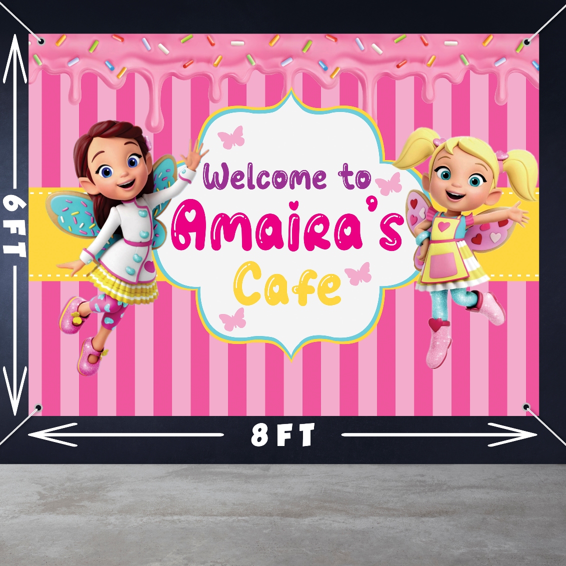 Butter beans Cafe theme Birthday Back drop Banner for Room Decor