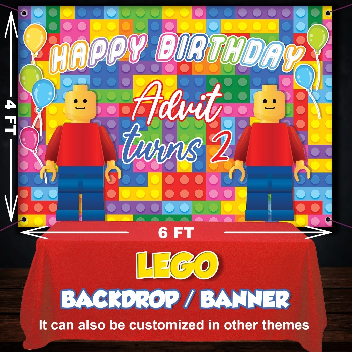 Lego Theme Birthday Back drop for Party decoration |customize
